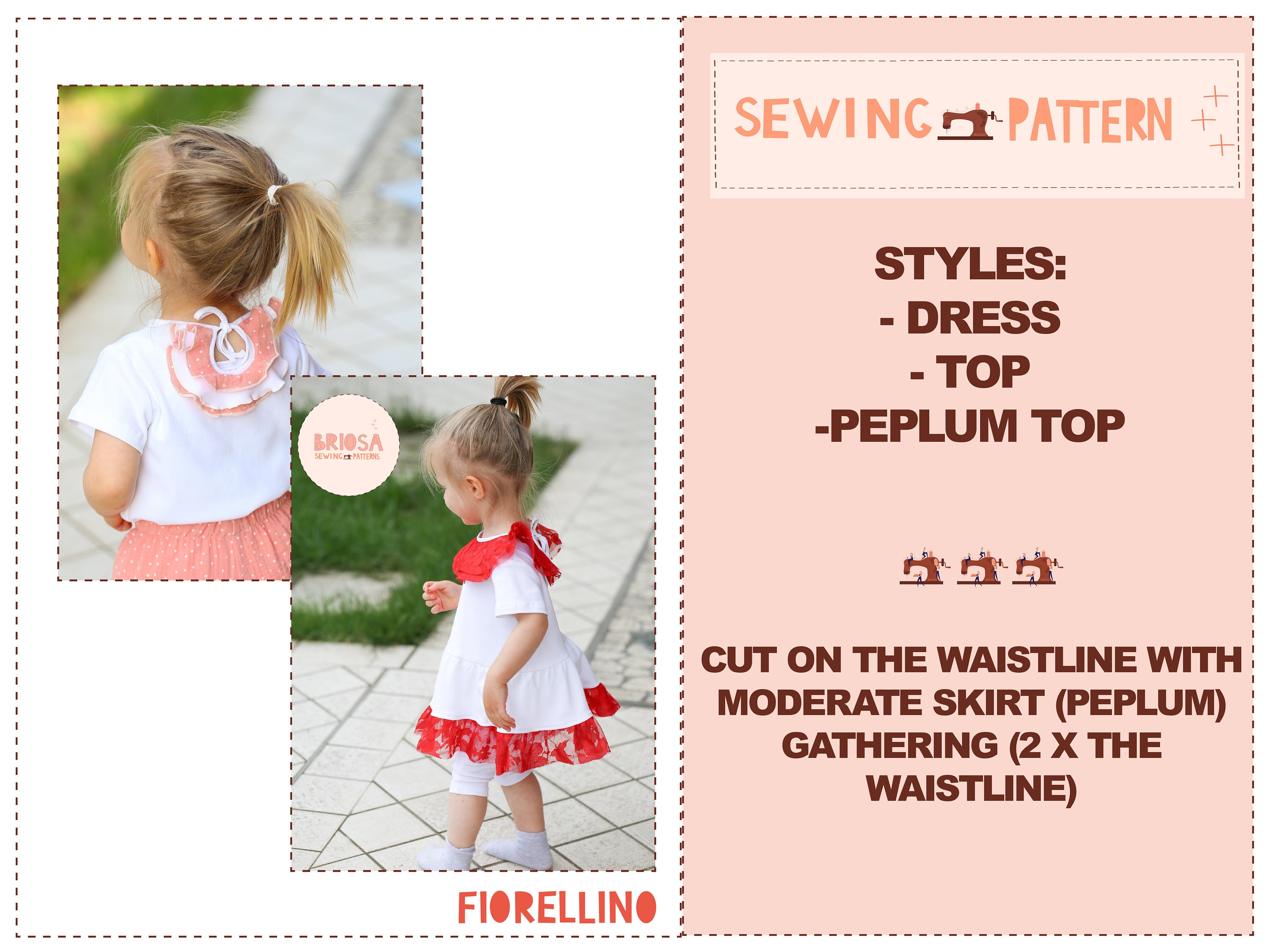 Kids Ruffle Neck Dress and Shirt Pattern, Bib Dress Pattern for Girls ...