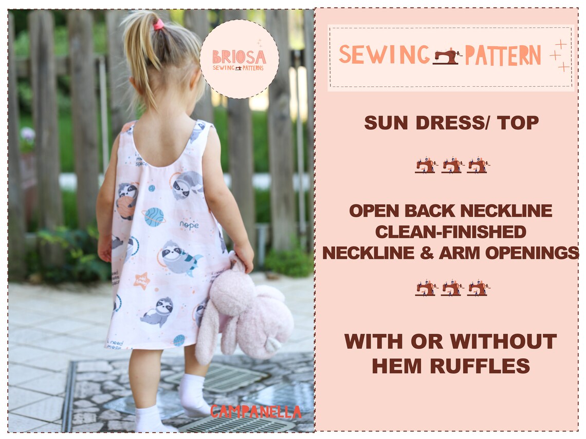 Sun Dress Sewing Pattern for Girls Sundress Pdf Pattern for - Etsy