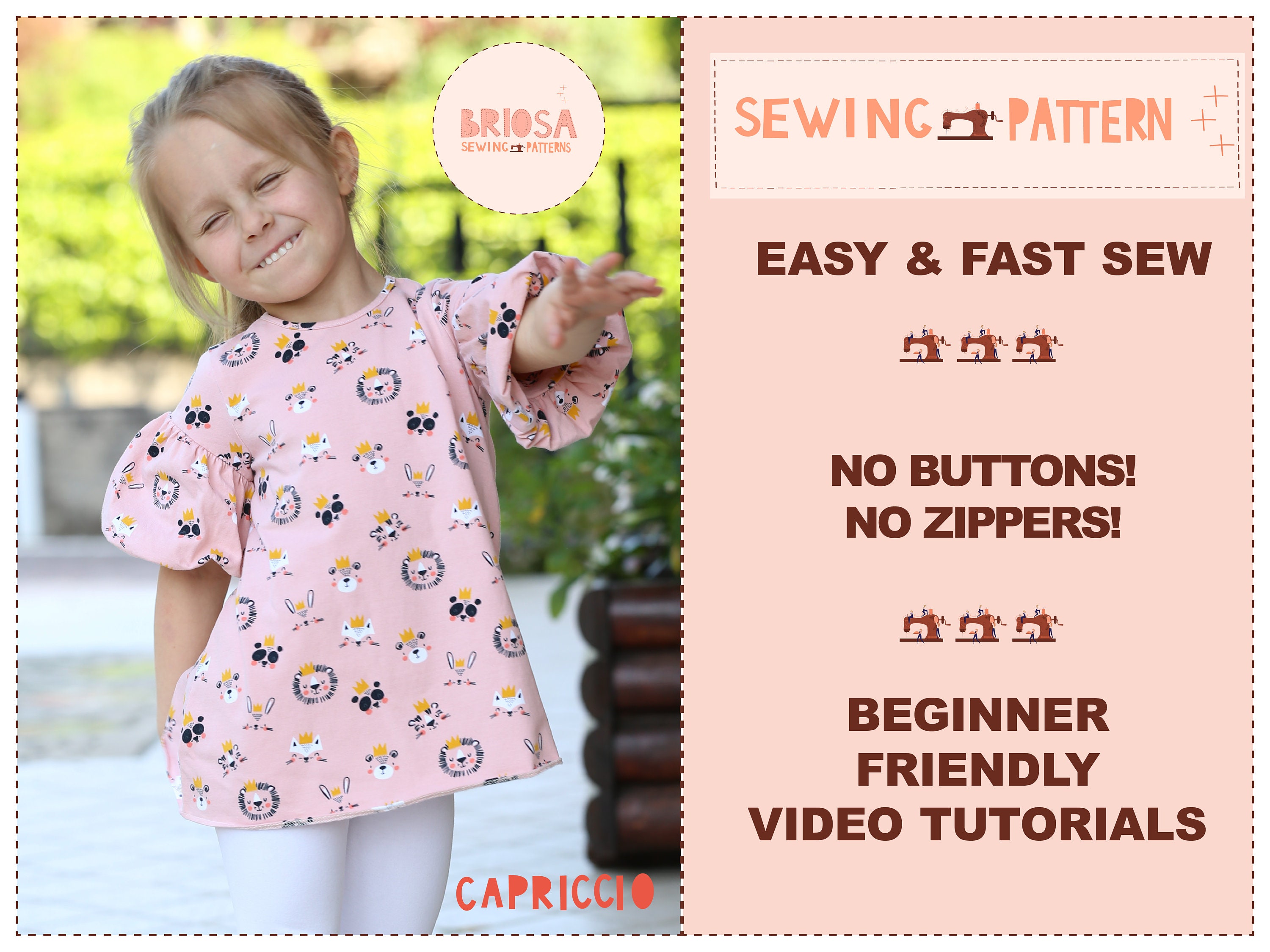 Simple A Line Dress Pattern for Girls and Toddlers, Jersey Dress Sewing ...
