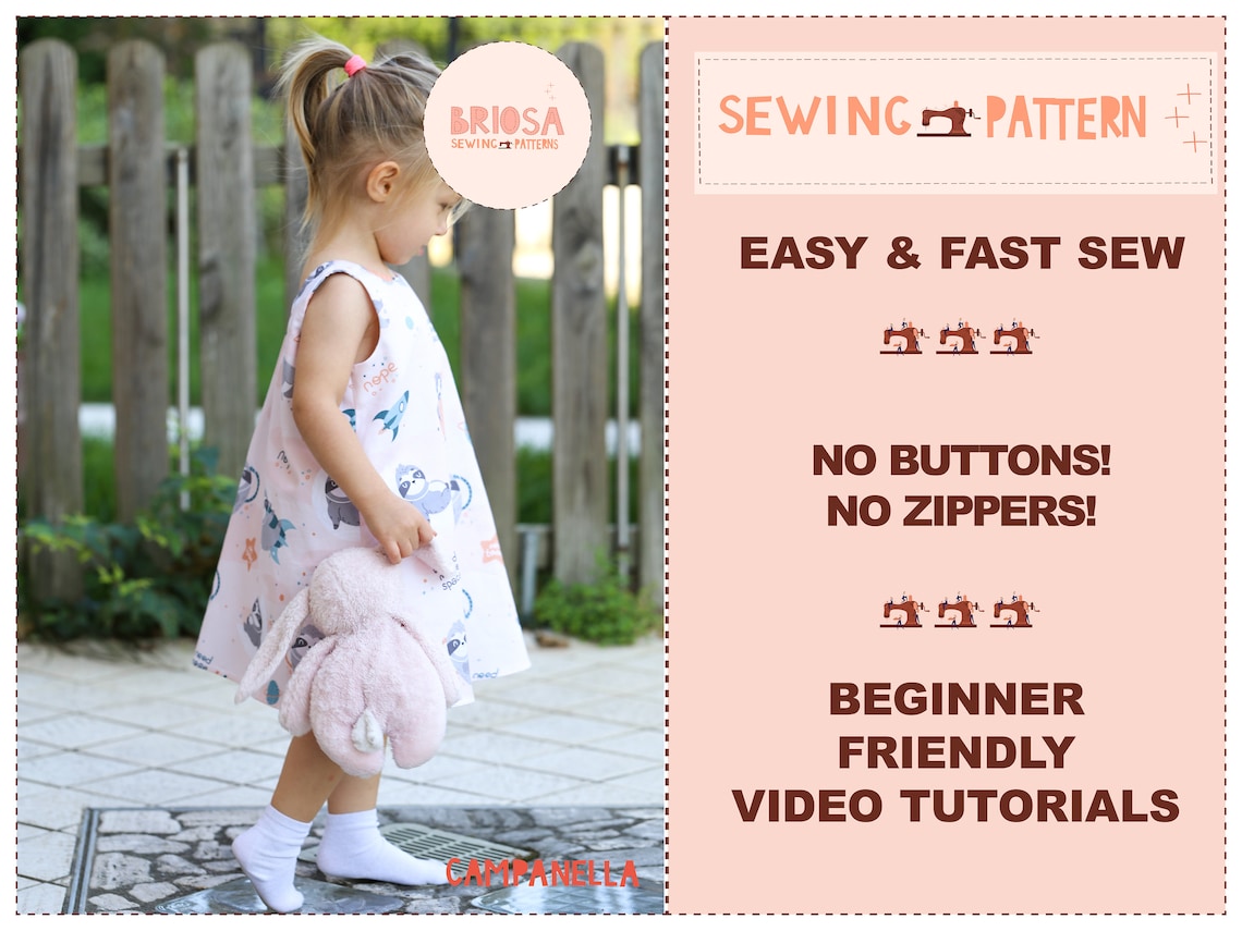 Sun Dress Sewing Pattern for Girls, Sundress Pdf Pattern for Toddlers ...