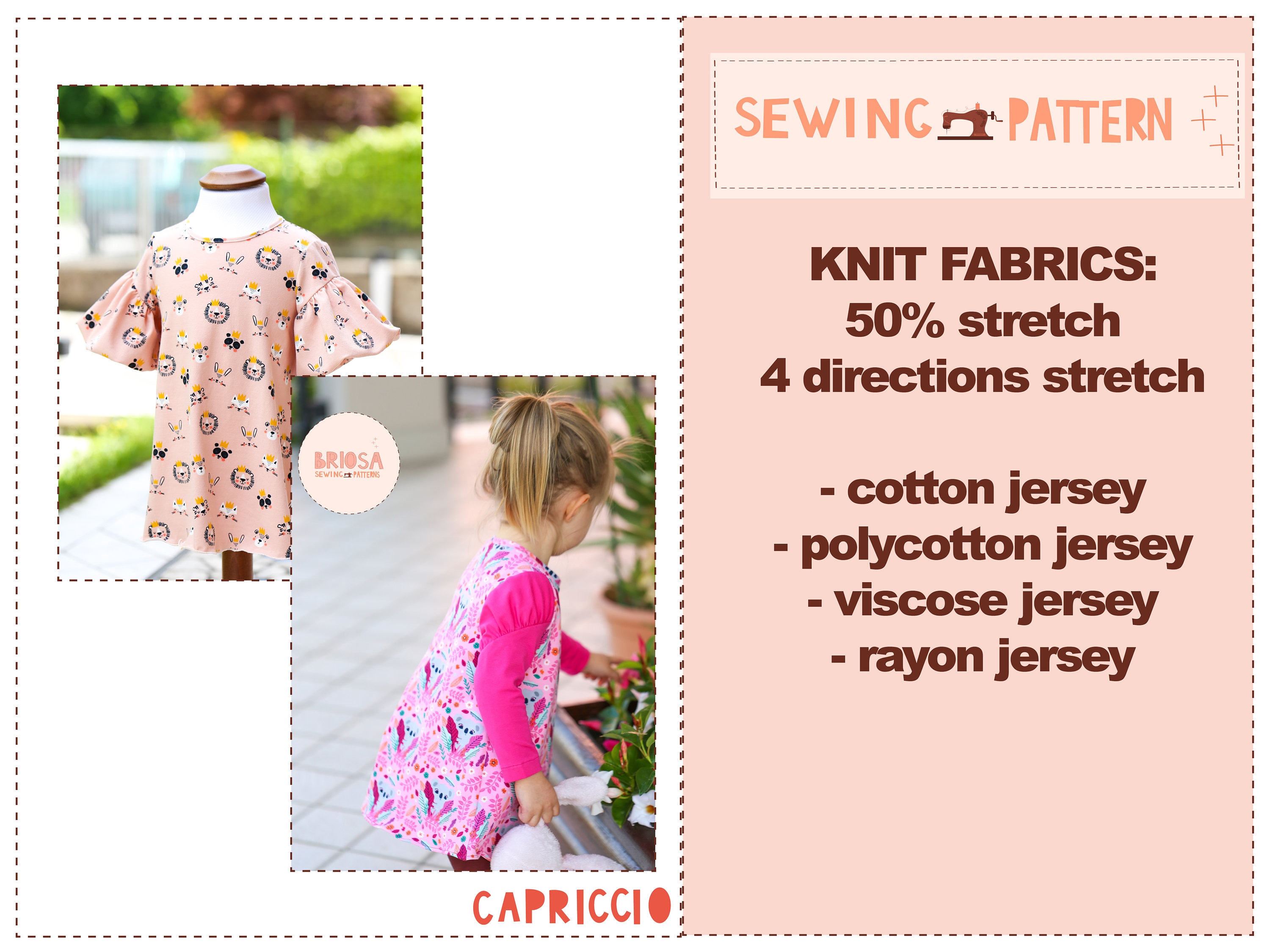 Simple A Line Dress Pattern for Girls and Toddlers, Jersey Dress Sewing ...