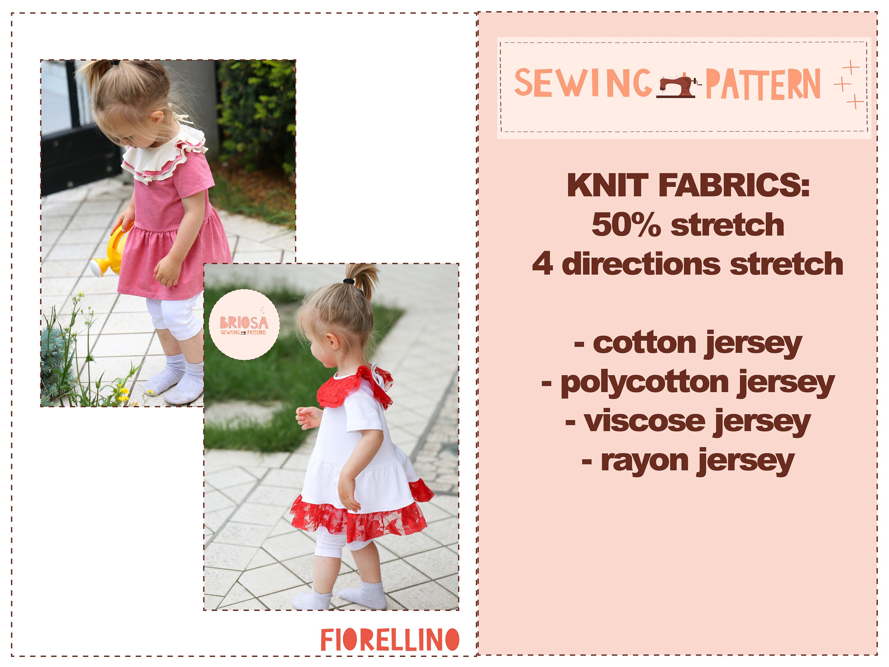 Kids Ruffle Neck Dress and Shirt Pattern, Bib Dress Pattern for Girls ...