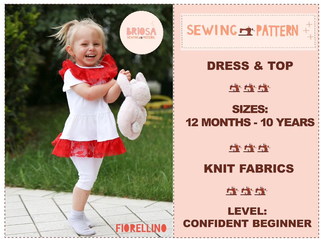 Kids Ruffle Neck Dress and Shirt Pattern, Bib Dress Pattern for Girls ...