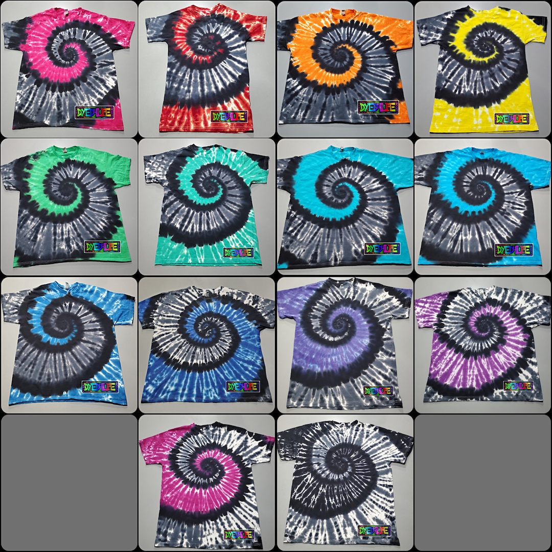 Split Color Spiral Tie Dye T Shirt - Etsy