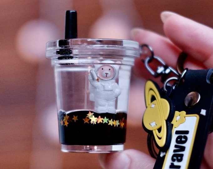 Astronaut Liquid Keychain, Boba Keychain, Quicksand Keychain, Kawaii ...