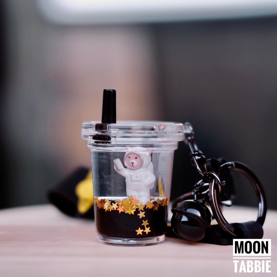 Astronaut Liquid Keychain Boba Keychain Quicksand Keychain | Etsy