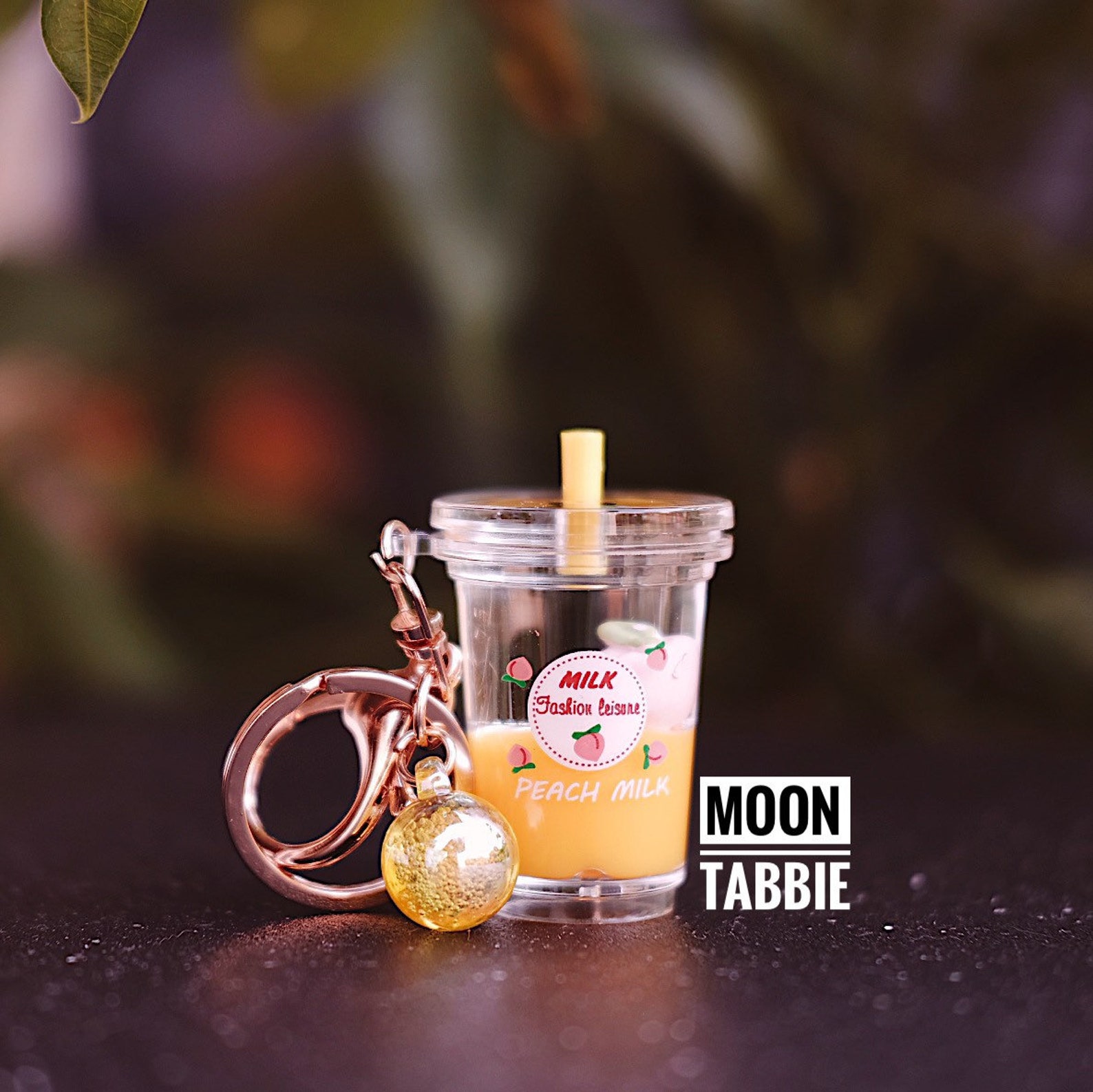 Peach Liquid Keychain Boba Keychain Quicksand Keychain - Etsy