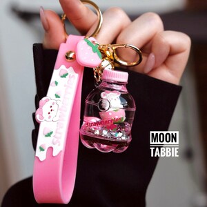 Heart Liquid Keychain, Boba Keychain, Quicksand Keychain, Kawaii ...