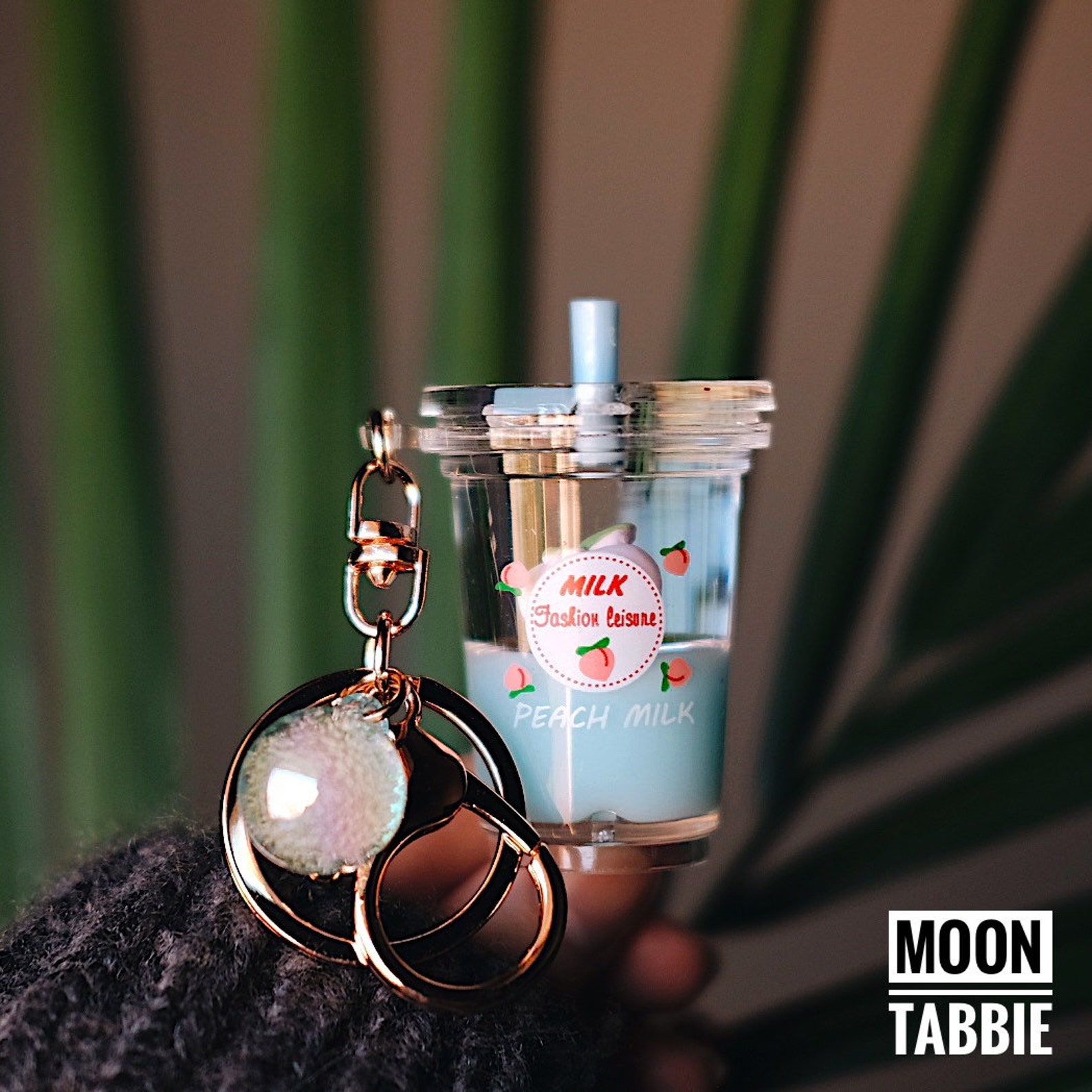 Peach Liquid Keychain Boba Keychain Quicksand Keychain - Etsy