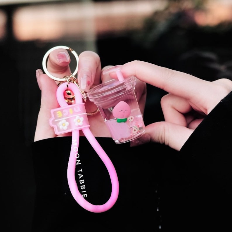 Fruit Liquid Keychain Boba Keychain Quicksand Keychain - Etsy