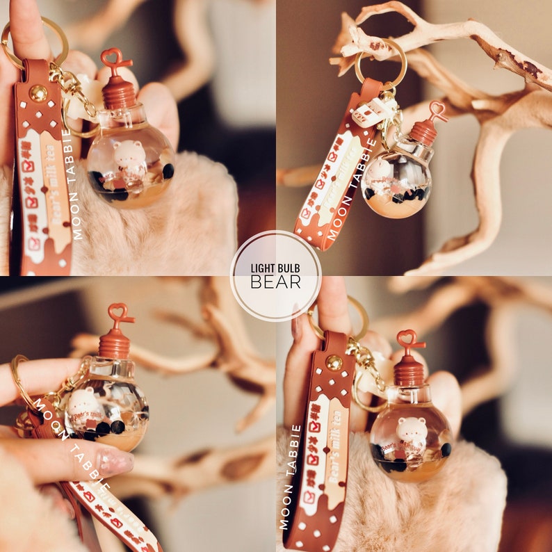 Bears Coffee Milk Tea Liquid Keychain Boba Keychain - Etsy