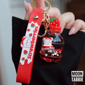 Heart Liquid Keychain, Boba Keychain, Quicksand Keychain, Kawaii ...