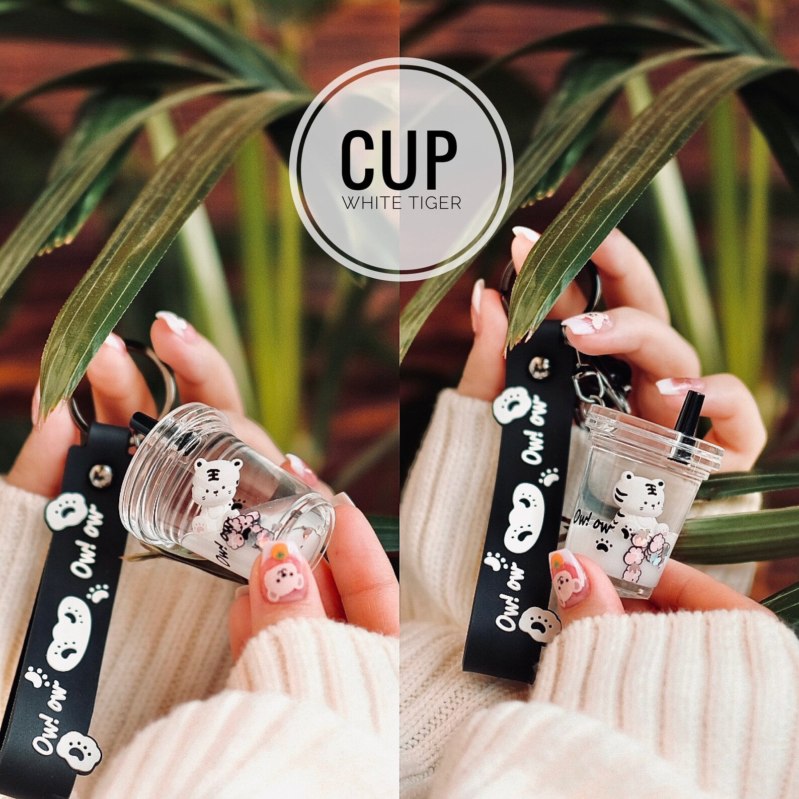 Tiger Liquid Keychain Animal Keychain Quicksand Keychain - Etsy