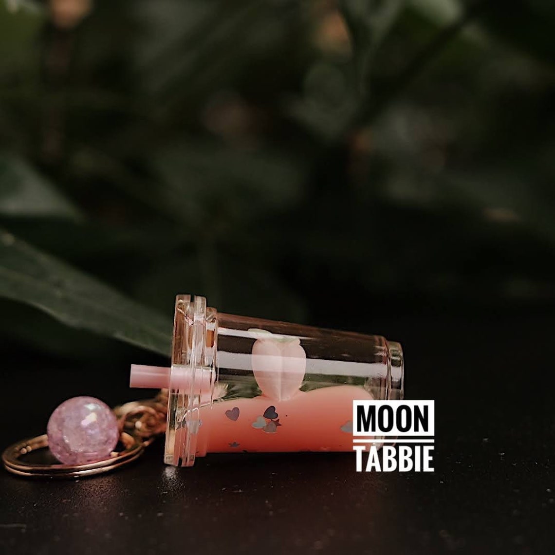 Peach Liquid Keychain Boba Keychain Quicksand Keychain | Etsy