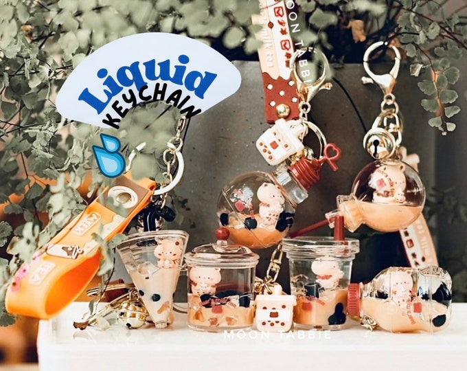 Bears Milk Tea Liquid Keychain, Boba Keychain, Quicksand Keychain ...