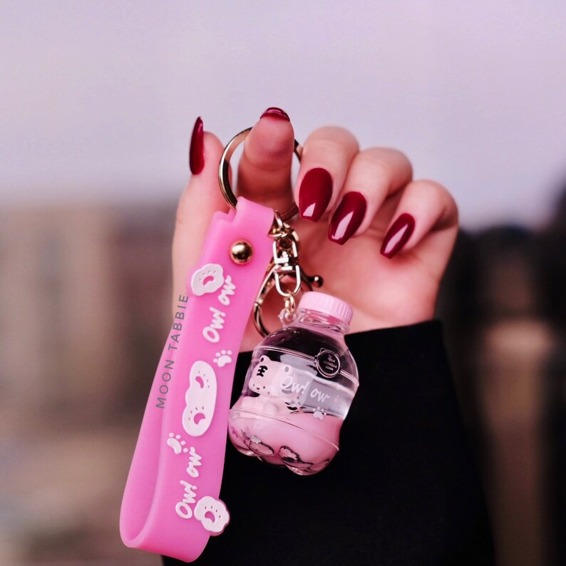 Pink Tiger Liquid Keychain Animal Keychain Quicksand - Etsy