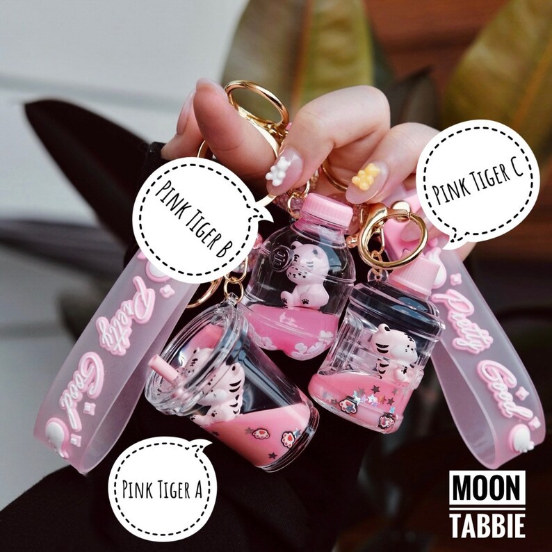 Tiger Liquid Keychain Animal Keychain Quicksand Keychain - Etsy