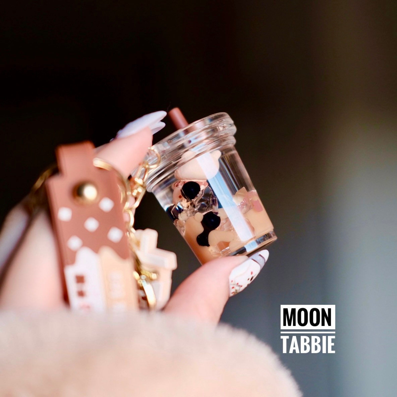 Bears Milk Tea Liquid Keychain Boba Keychain Quicksand | Etsy