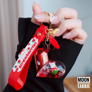Heart Liquid Keychain, Boba Keychain, Quicksand Keychain, Kawaii ...