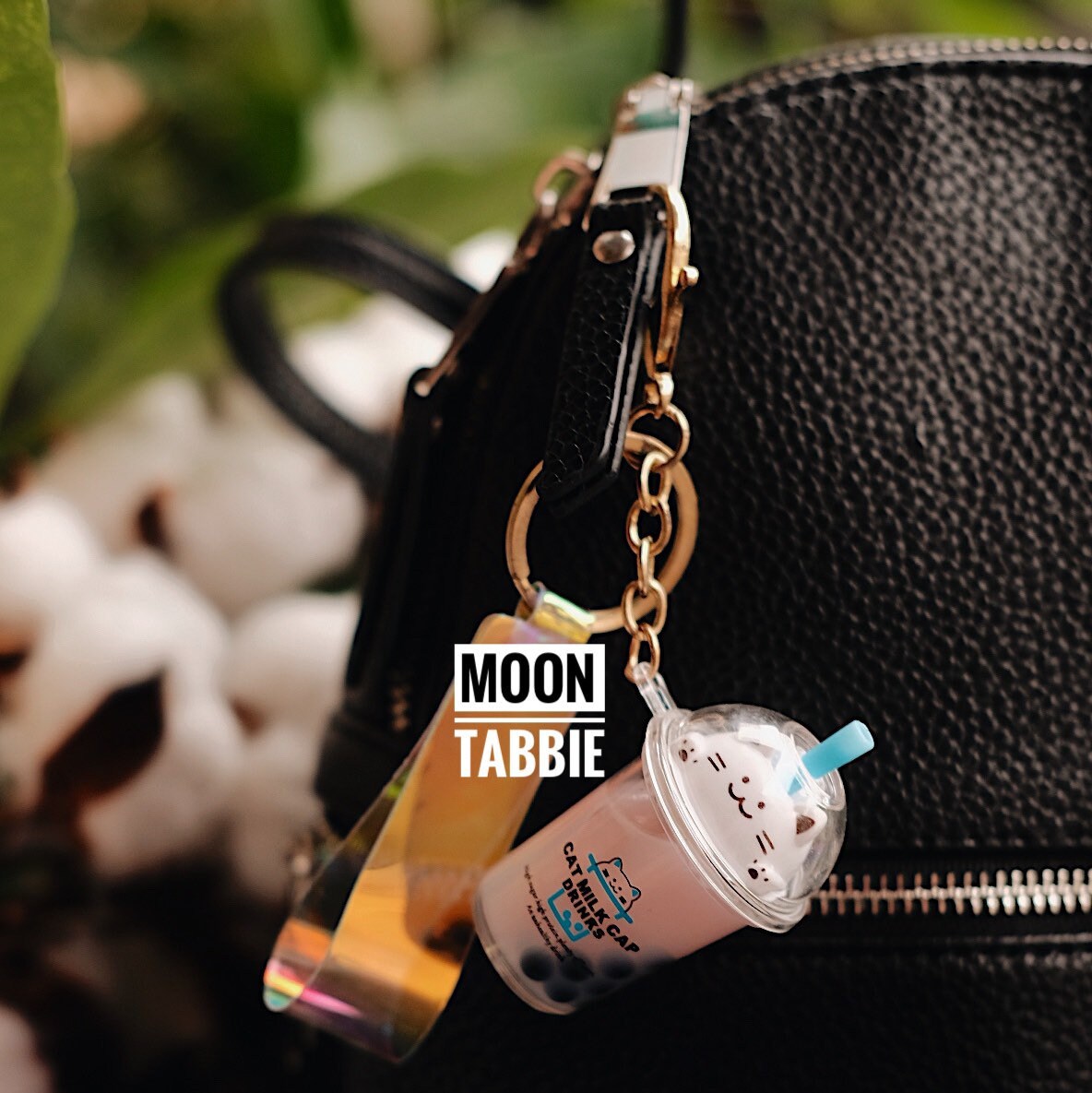 Pink Meow Boba Liquid Keychain Boba Keychain Quicksand | Etsy