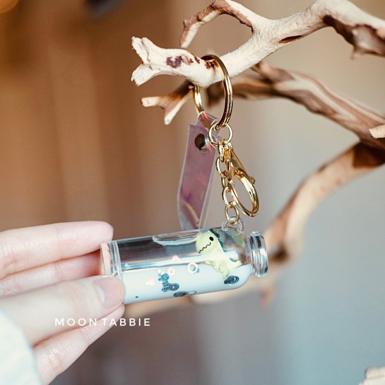 Dinosaur Liquid Keychain Boba Keychain Quicksand Keychain - Etsy