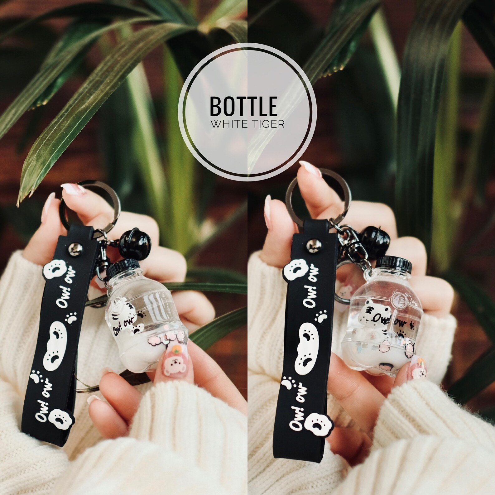 Tiger Liquid Keychain Animal Keychain Quicksand Keychain - Etsy