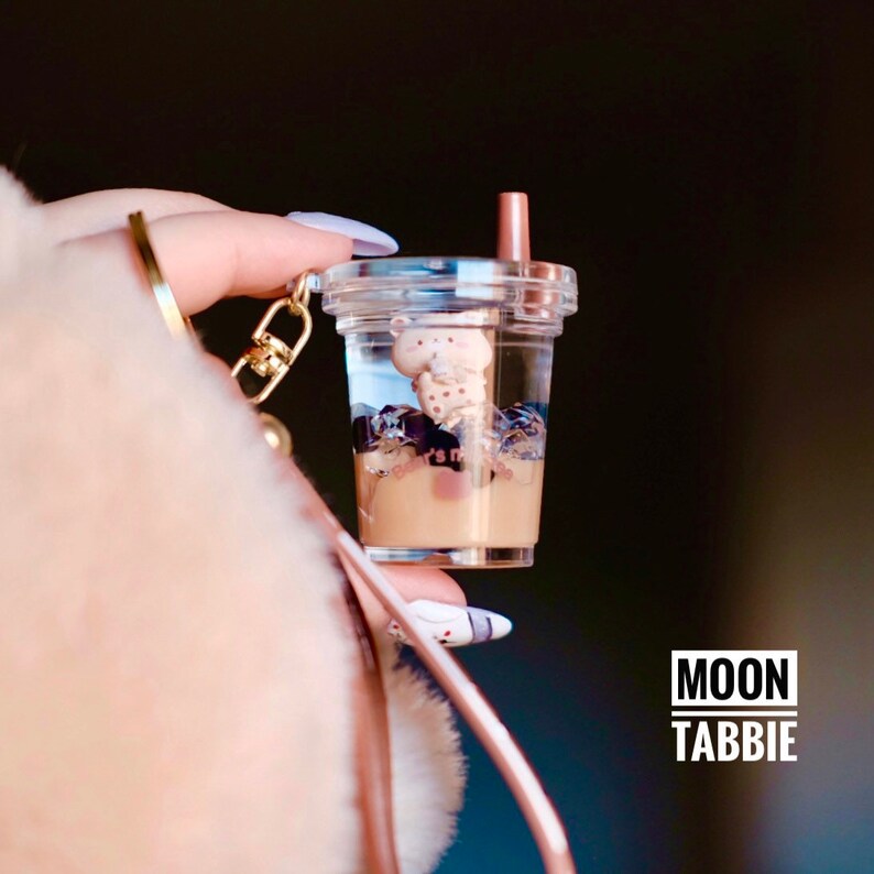 Bears Milk Tea Liquid Keychain Boba Keychain Quicksand | Etsy