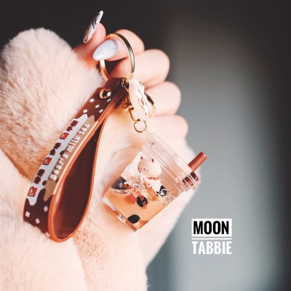 Bears Milk Tea Liquid Keychain Boba Keychain Quicksand | Etsy