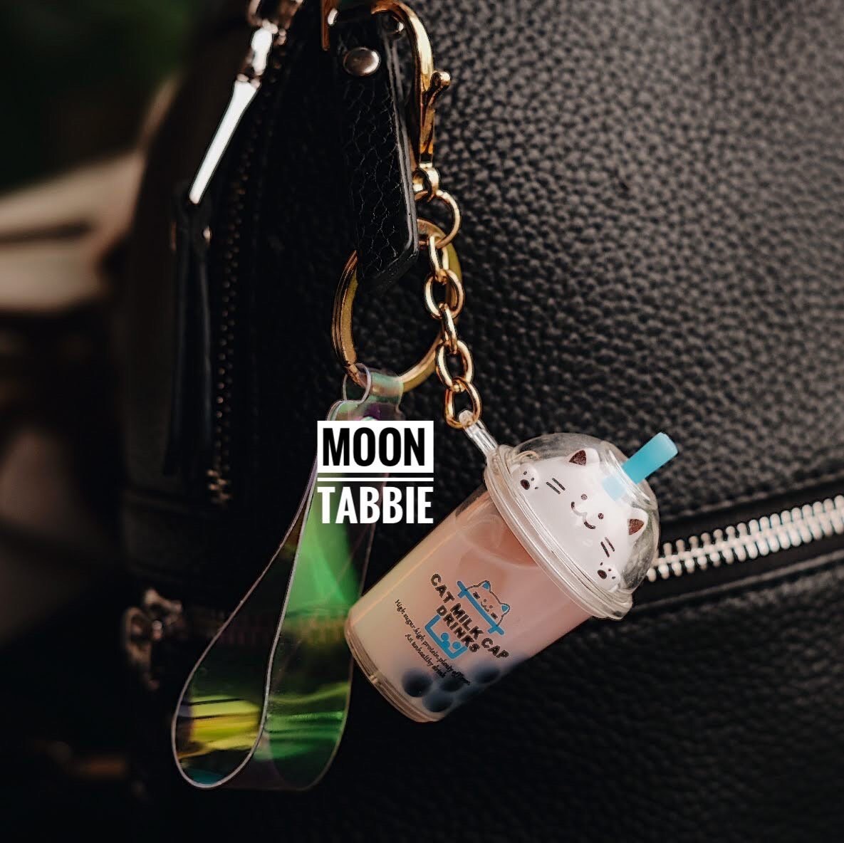 Pink Meow Boba Liquid Keychain Boba Keychain Quicksand | Etsy