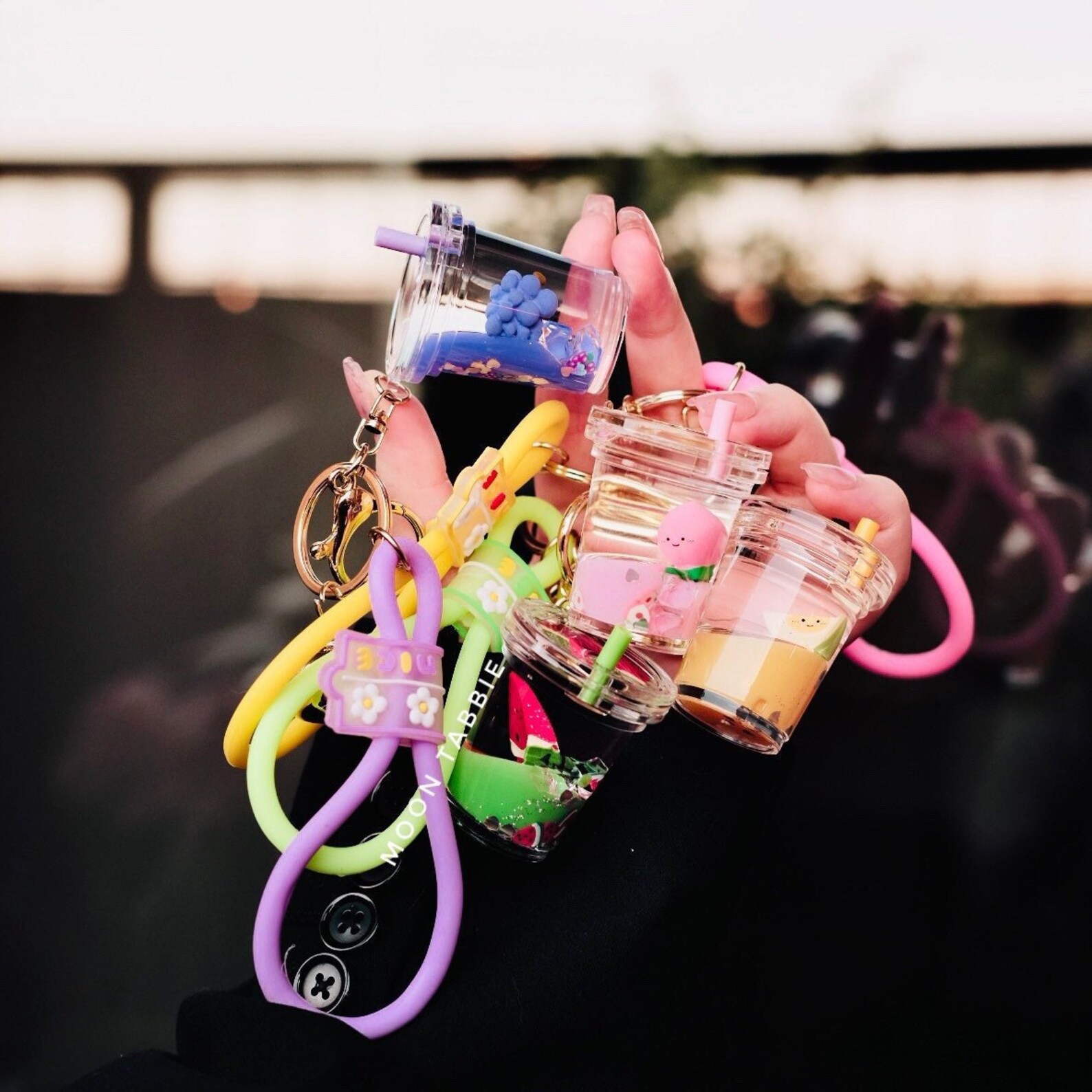 Fruit Liquid Keychain Boba Keychain Quicksand Keychain - Etsy