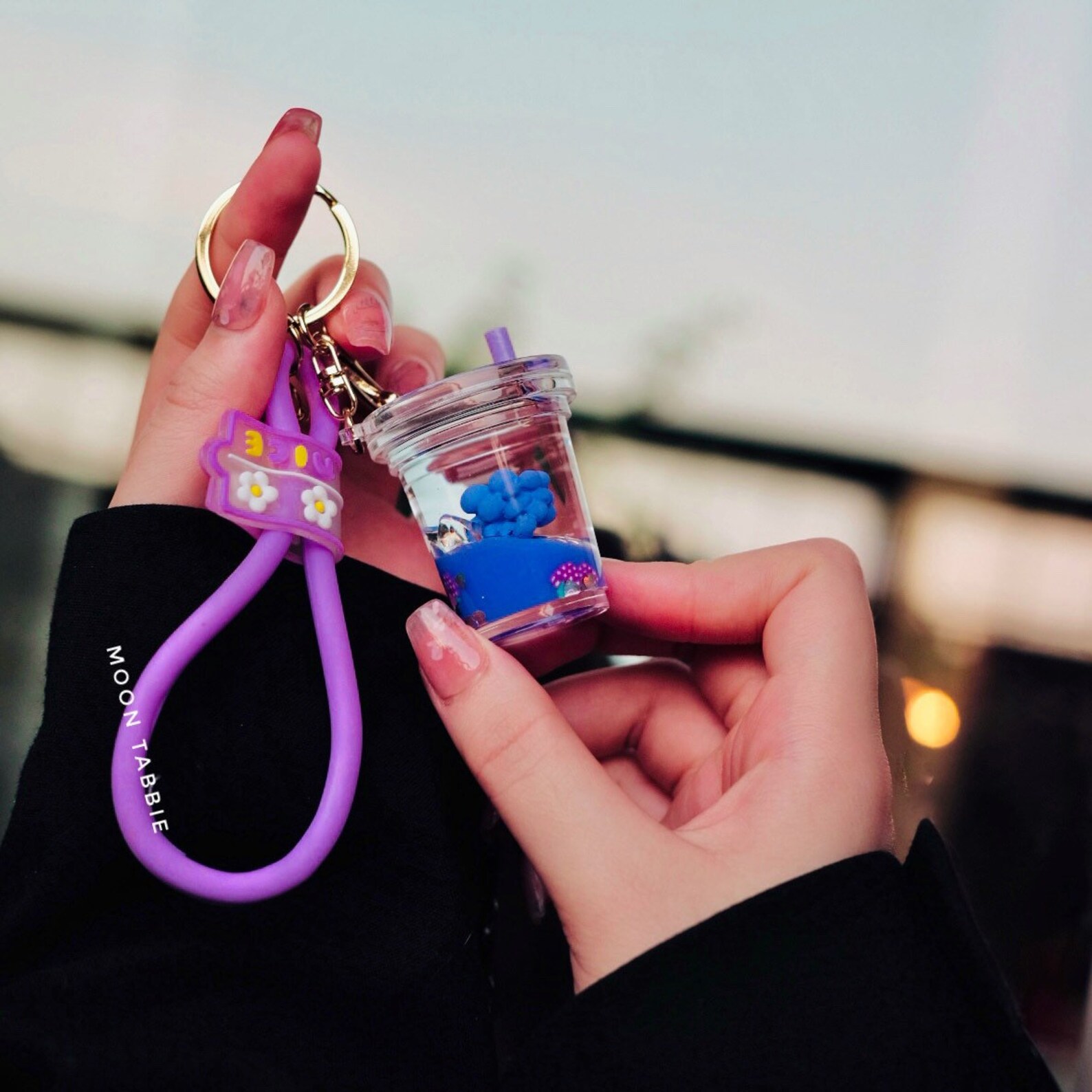 Fruit Liquid Keychain Boba Keychain Quicksand Keychain - Etsy