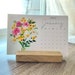 12-month Floral Bouquet Mini Desk Calendar With Wood Stand Hand Painted ...