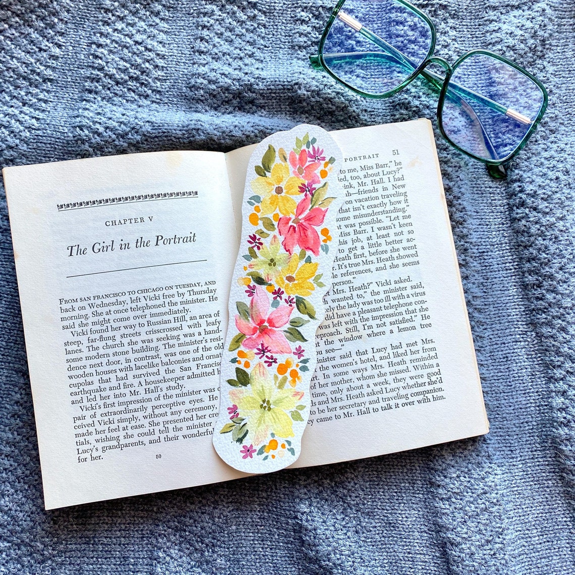 Hand Painted Bookmark Watercolor Original One of a Kind Book Mark With ...