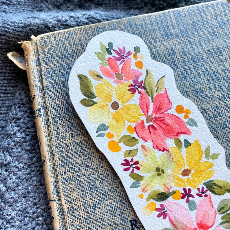 Hand Painted Bookmark Watercolor Original One of a Kind Book Mark With ...