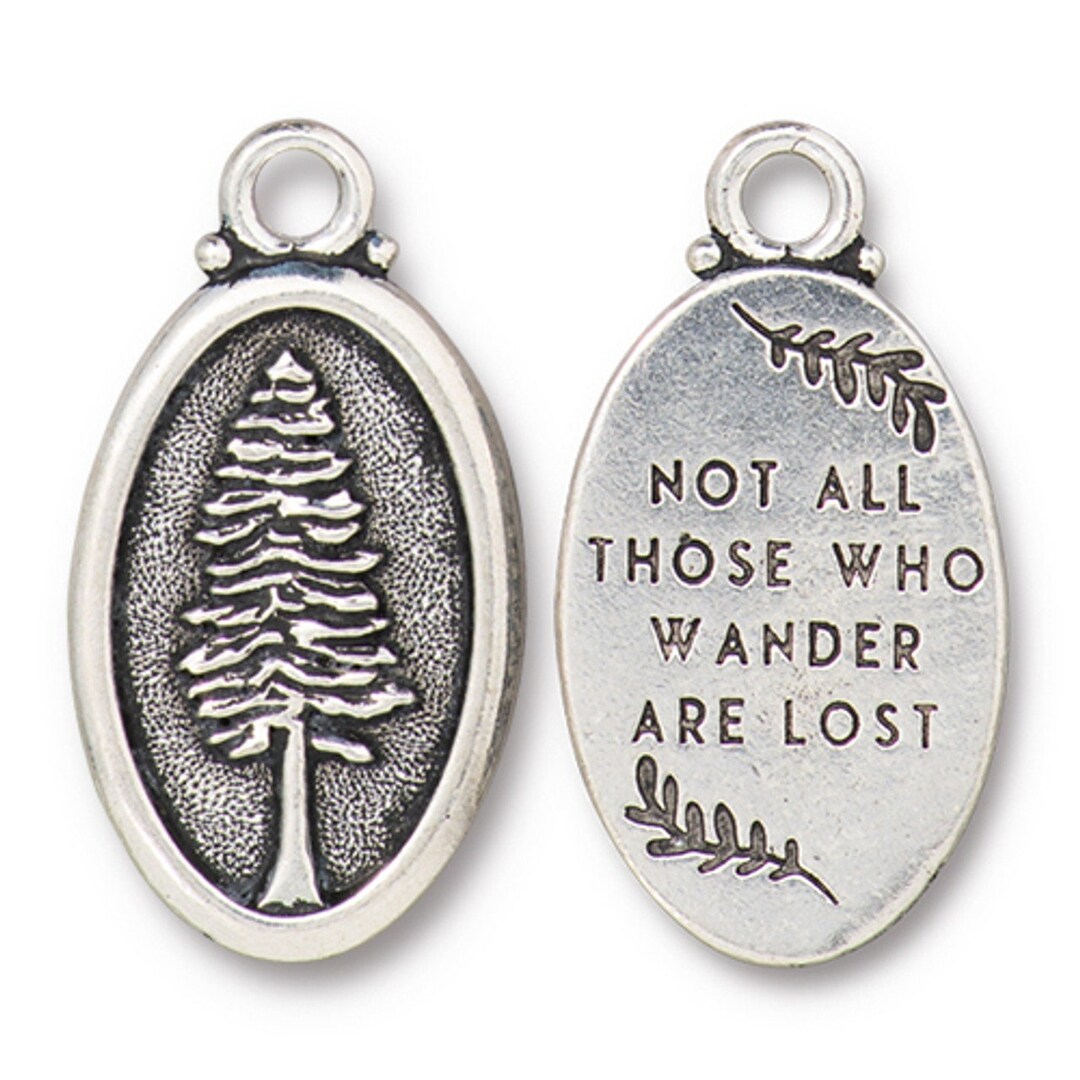 Redwood Tree Charm in Antiqued Silver Plate. Tierracast Pewter Pendant ...