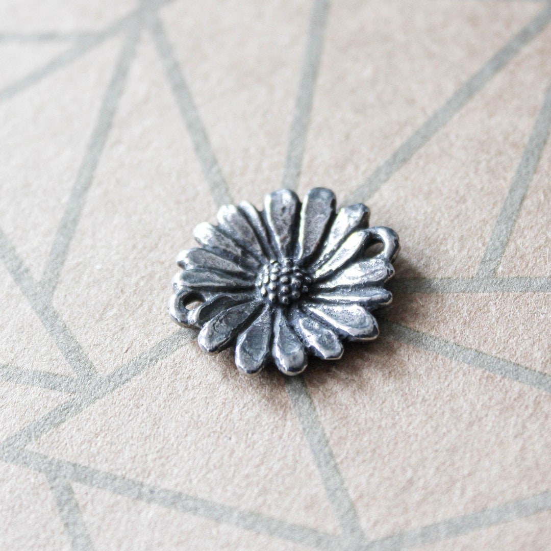Pewter Daisy Link Connector by Green Girl Studios - Etsy