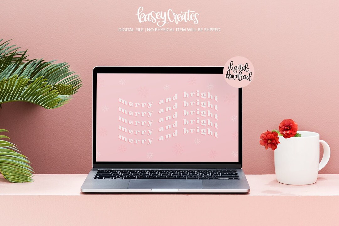 Merry and Bright Desktop Wallpaper Winter Christmas - Etsy