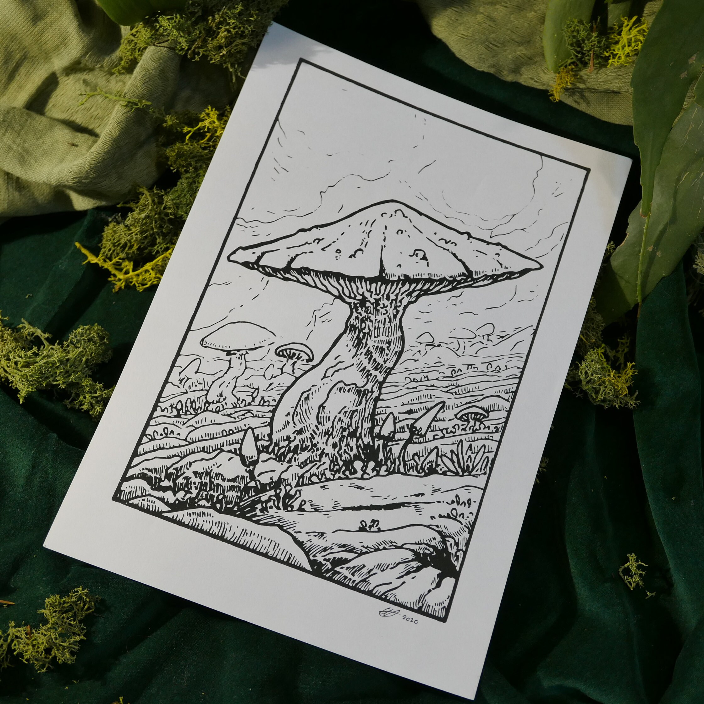 Mushroom Screenprint - Mushroom Art Print on Card - Etsy