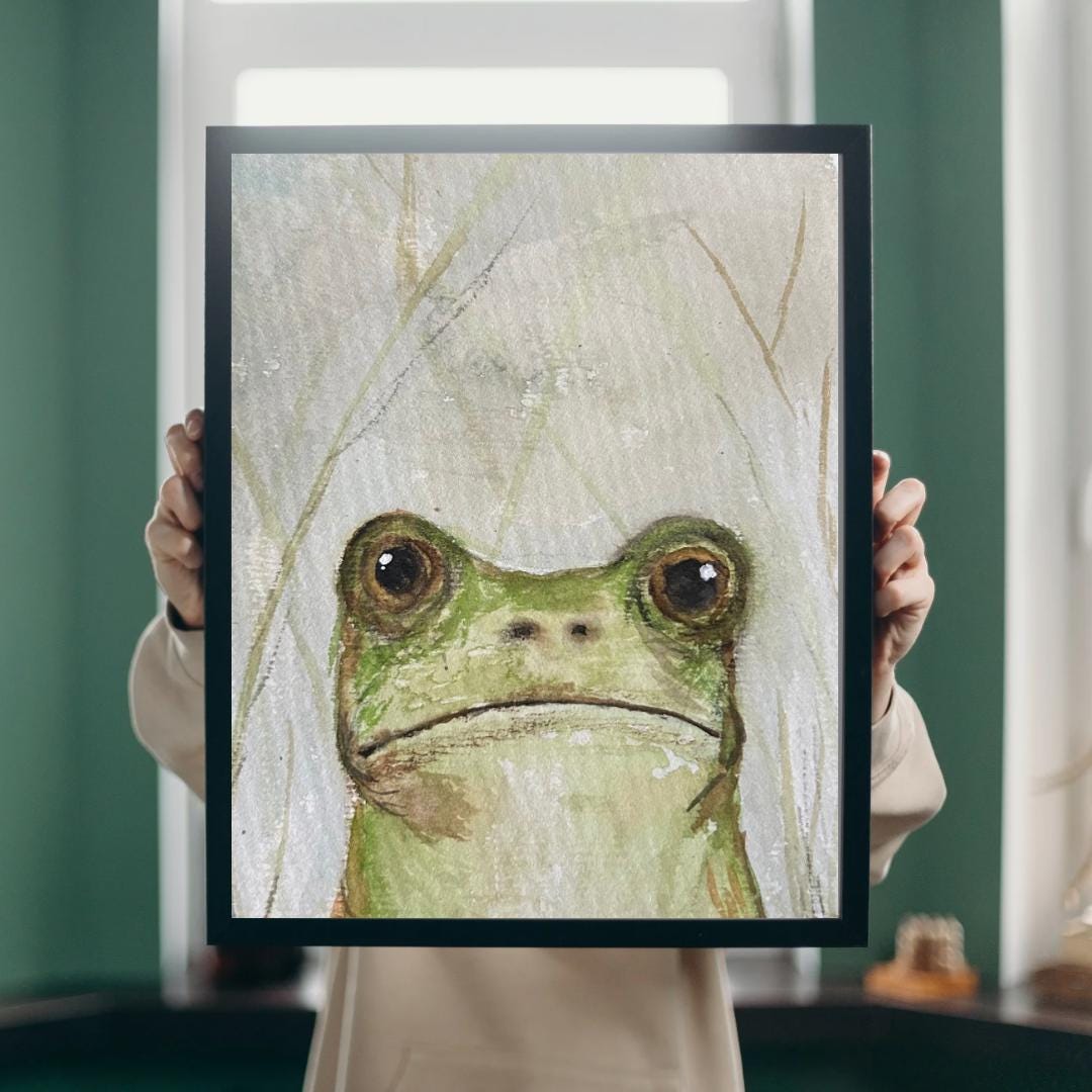 Pondering Pond Life – Watercolor Frog Art Print - Etsy