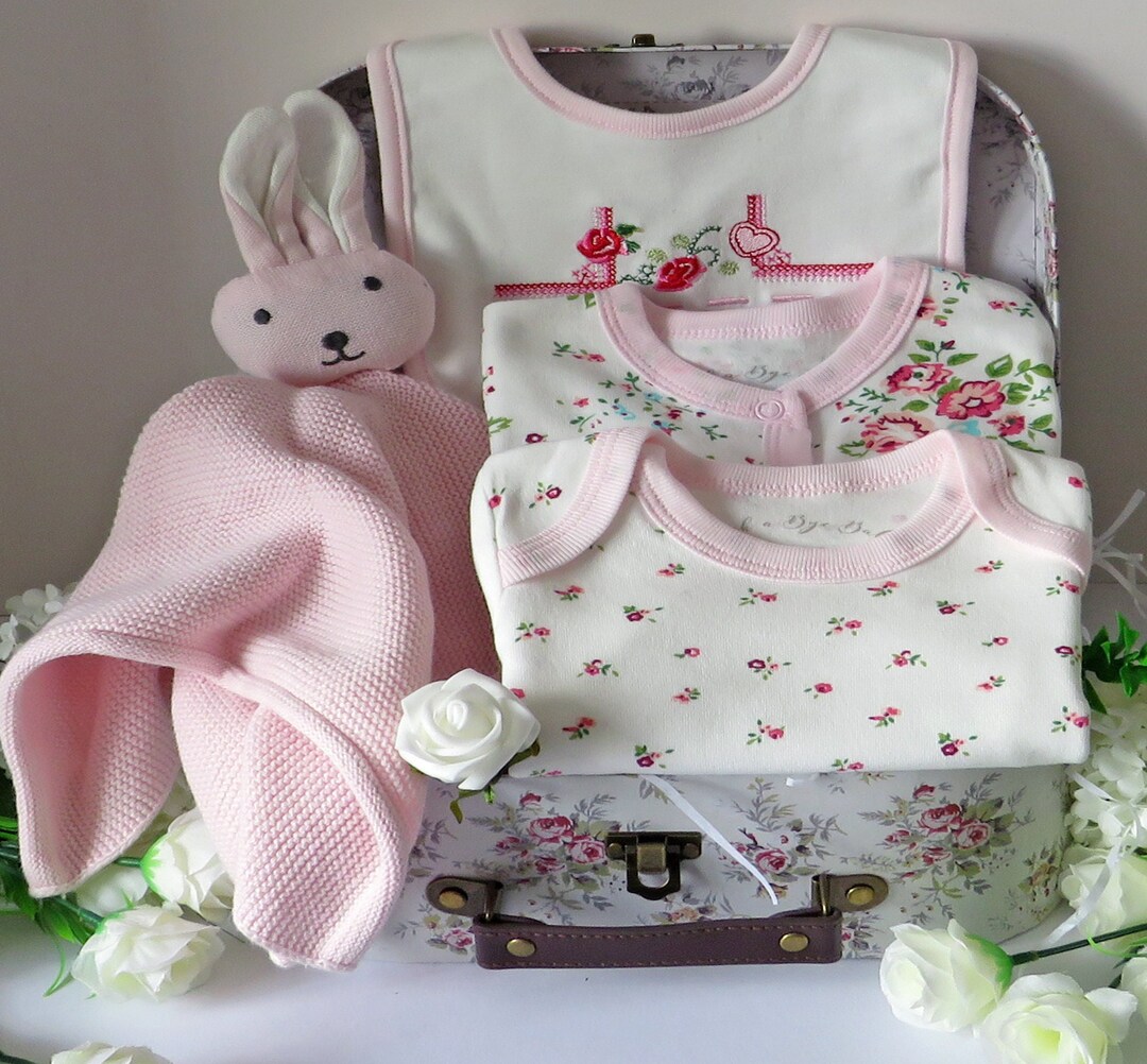 Pretty Baby Girl Gift Hamper in Floral Suitcase Pink New Baby Hamper ...