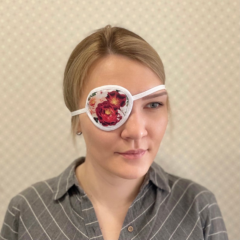 Floral Cotton Eye Patch With Adjustable Elastic Band - Etsy