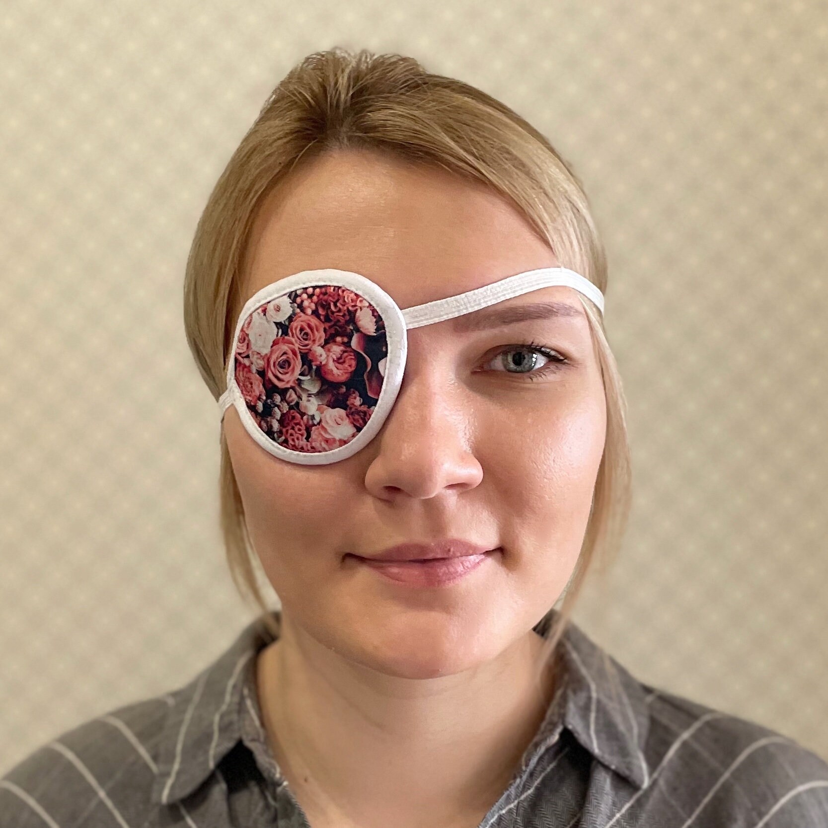 Floral Cotton Eye Patch for Women: Adjustable Medical Fashion Accessory ...
