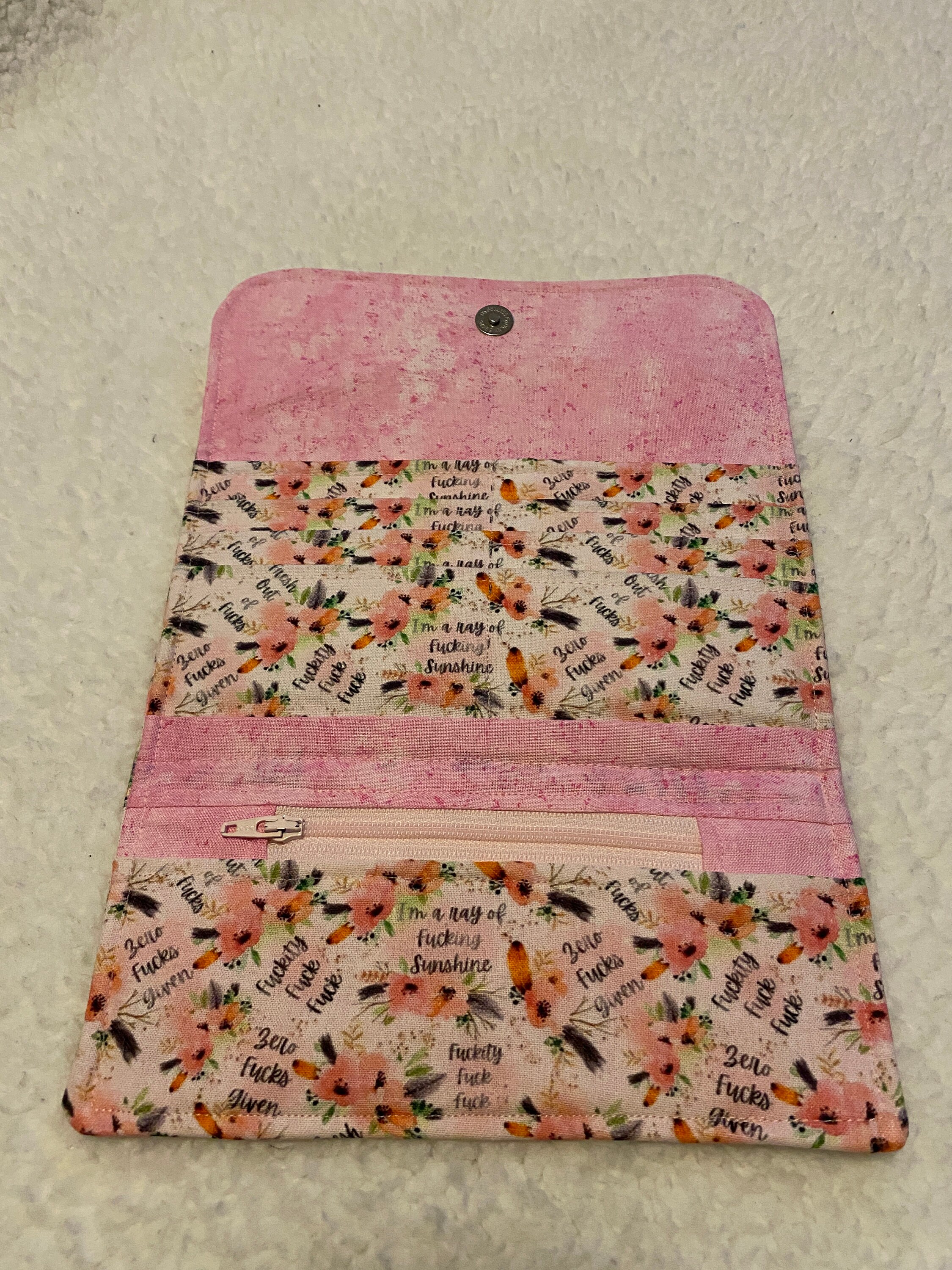 Pink Floral With Curse Words Wallet - Etsy