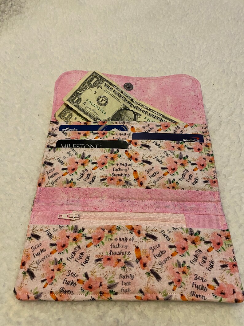 Pink Floral With Curse Words Wallet - Etsy
