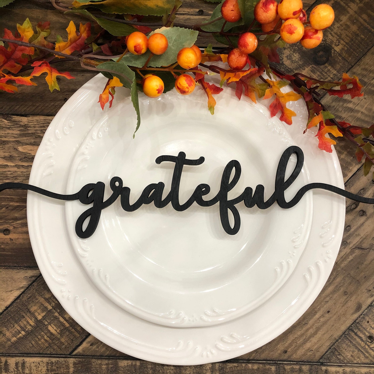 Grateful Thanksgiving Place Cards, Wooden Fall Table Decor (set of 2 ...