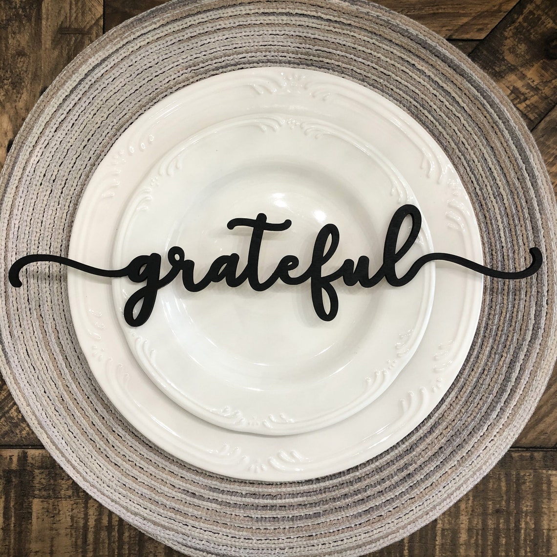 Grateful Thanksgiving Place Cards, Wooden Fall Table Decor (set of 2 ...