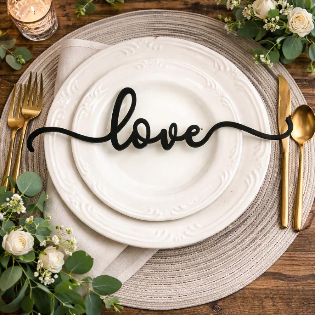 Wooden "love" Place Cards, Plywood Wedding Decor, Romantic Table ...
