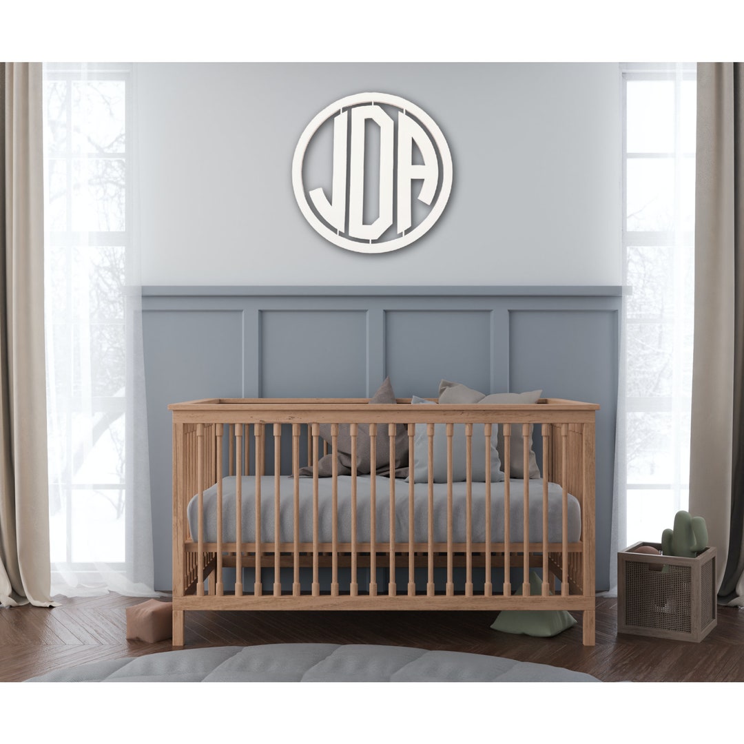 Circle Monogram, Round Wooden Monogram, Nursery Monogram Sign, Wall ...