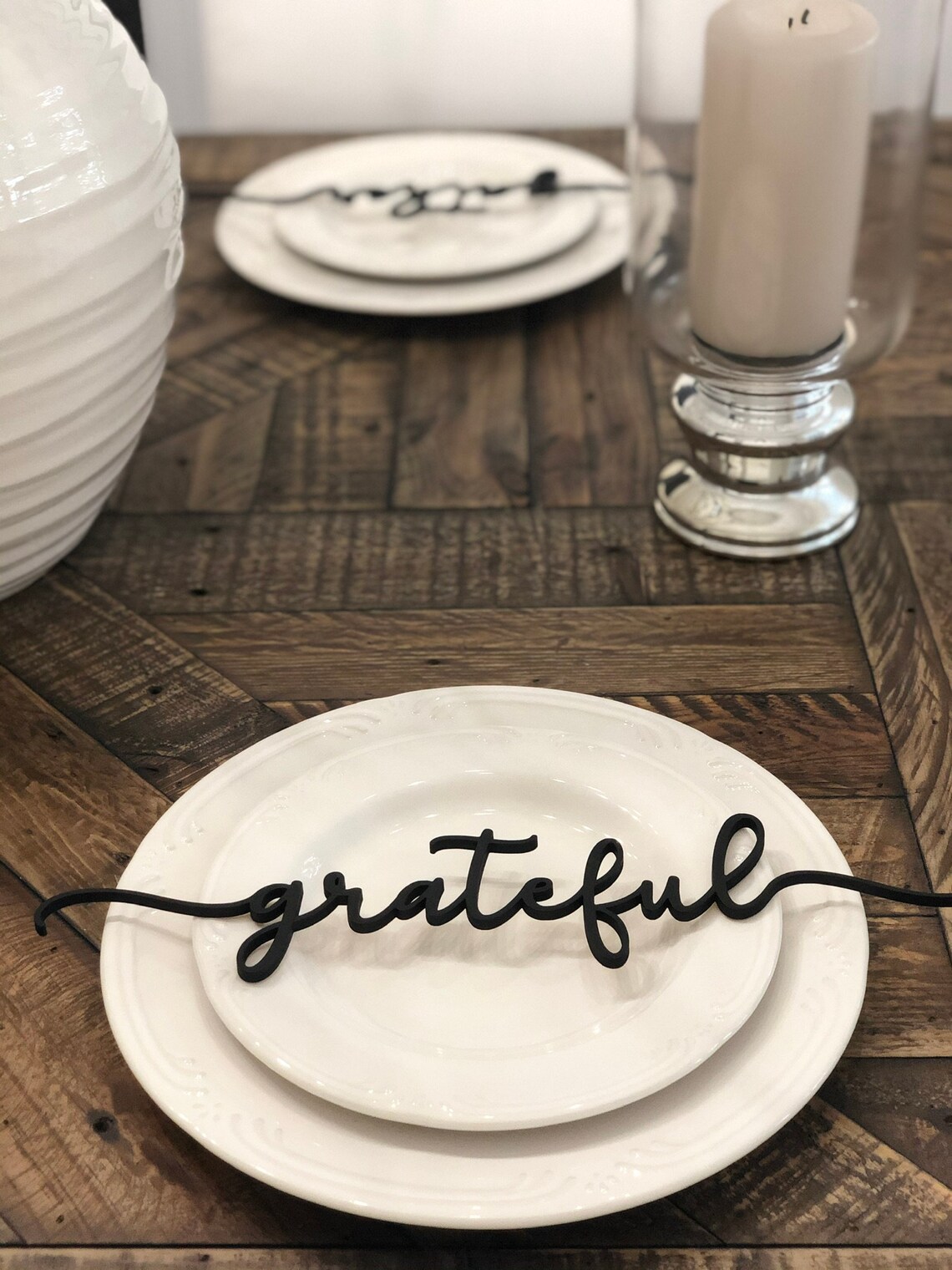 Grateful Thanksgiving Place Cards, Wooden Fall Table Decor (set of 2 ...