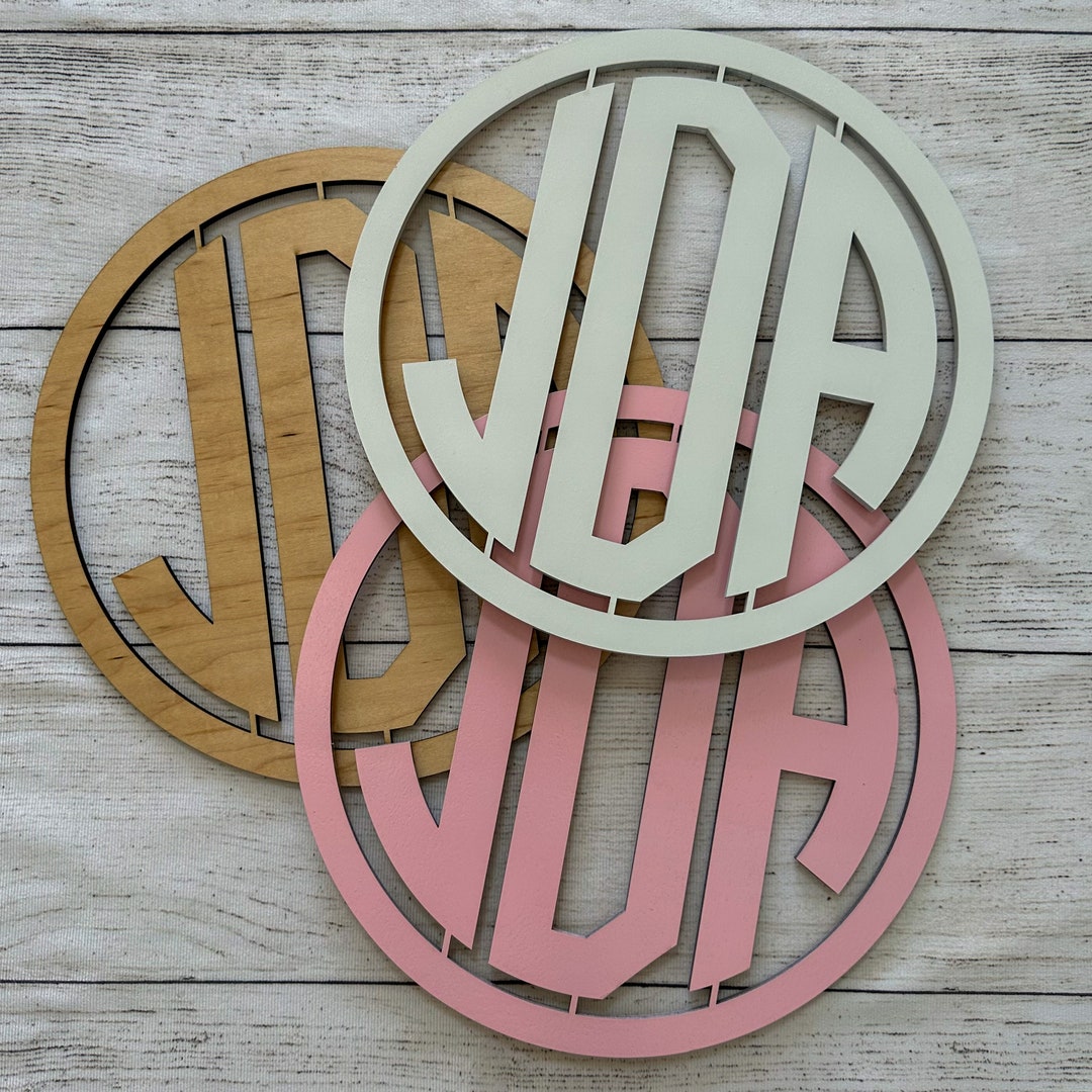Circle Monogram Round Wooden Monogram Nursery Monogram Sign - Etsy